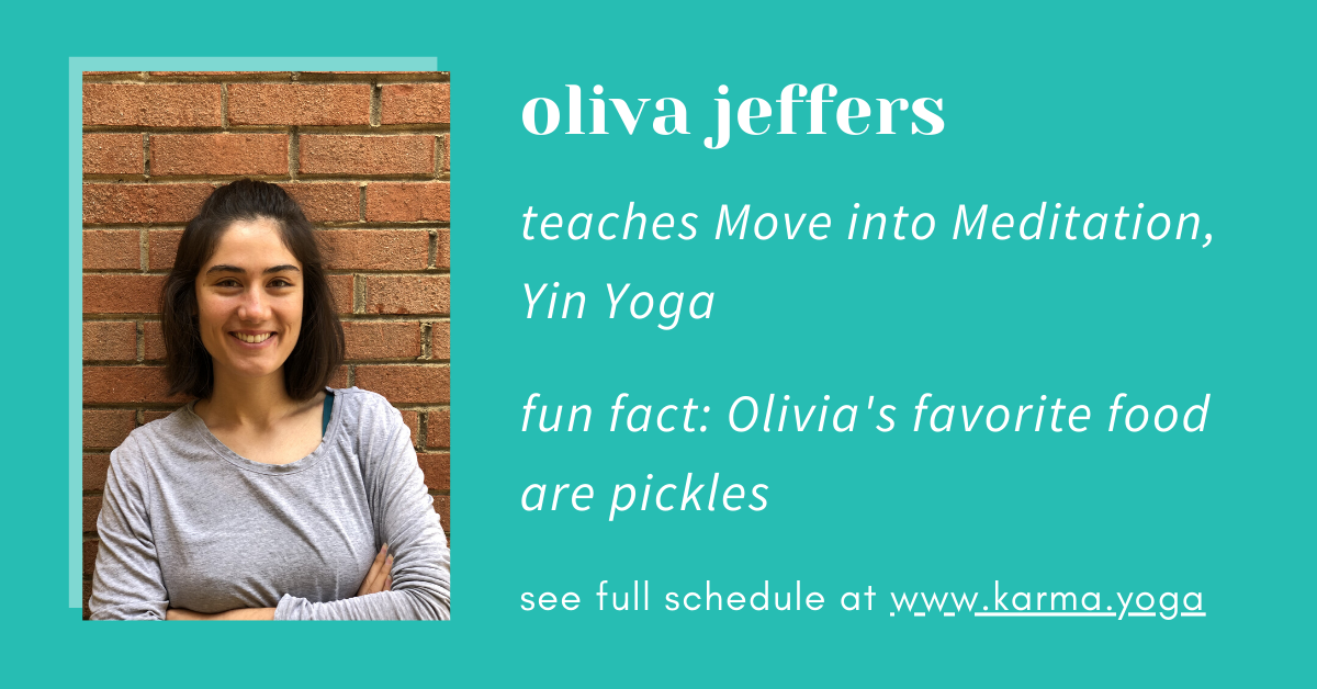 Olivia Jeffers, teaching at Karma Yoga 🧘